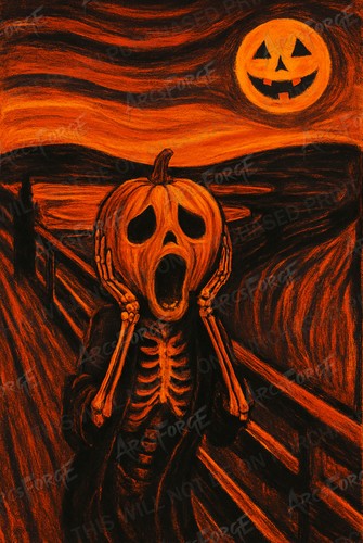 Halloween Scream Pumpkin Skeleton HD Metal Print Wall Art Metal Poster ...
