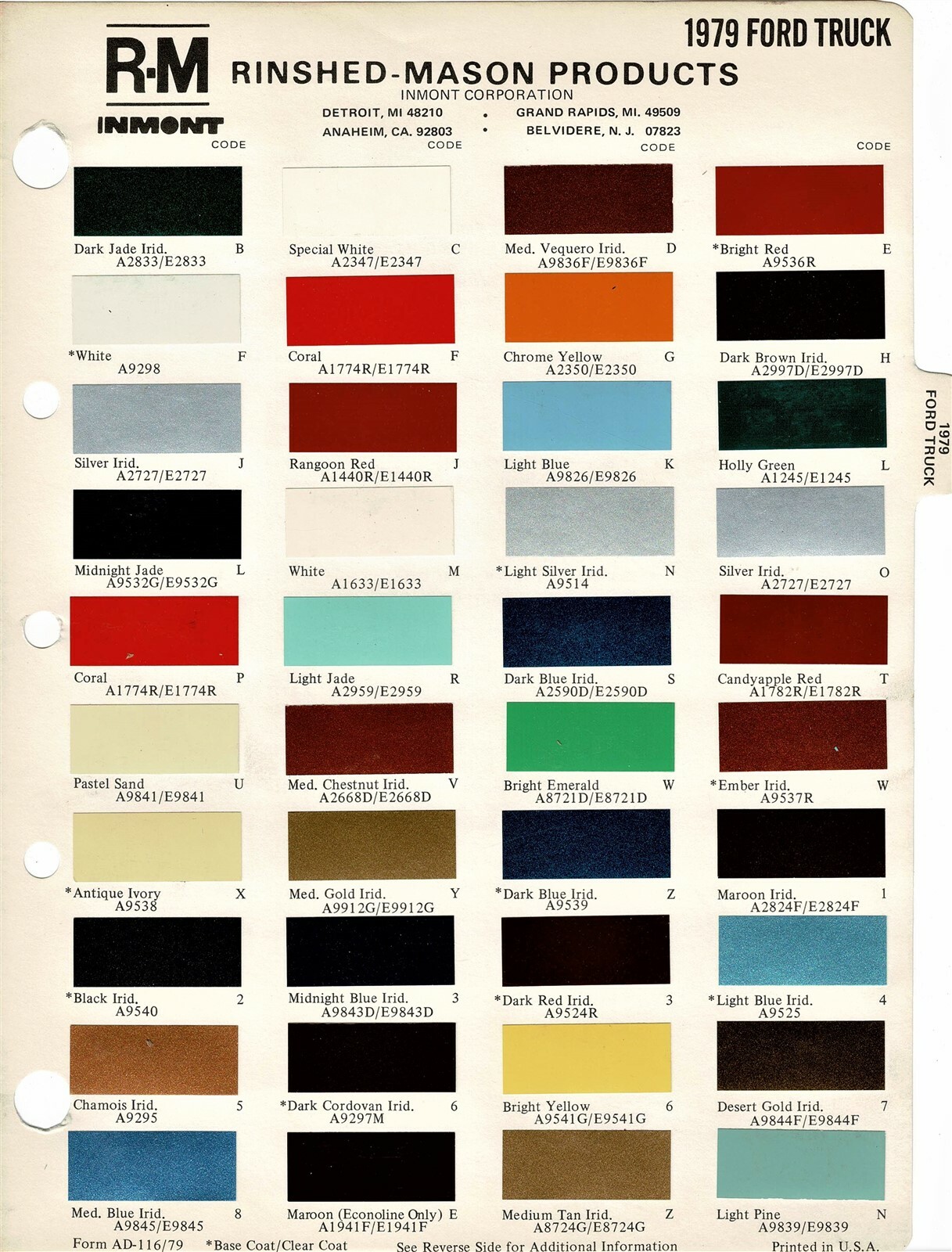 1979 Dodge Truck Color Chart