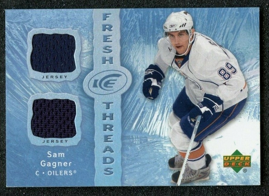 RARE 2007-08 SAM GAGNER OILERS UPPER DECK ICE DUAL ROOKIE JERSEY CARD ...