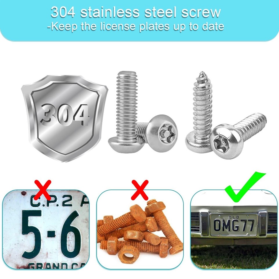 Anti Theft License Plate Screw Kit Tamper Proof License Screws Car ...