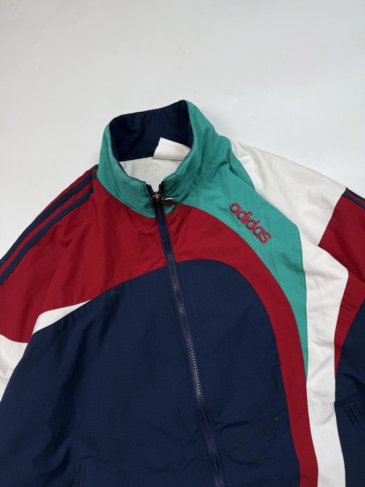 Vintage 90s adidas originals colour block track jacket navy blue small ...