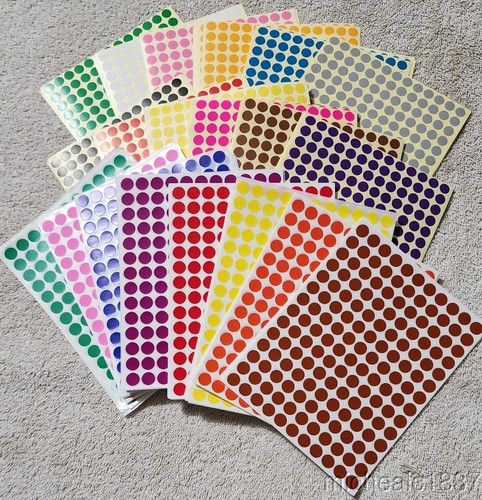 34,248 Round Dot Colored Stickers In Twelve Colors and 2 Sizes 10mm ...