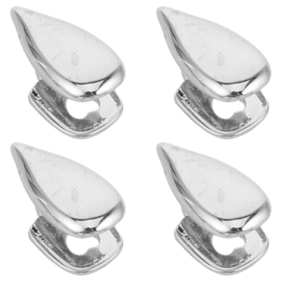 4pcs Hip Hop Grills, Copper Teardrop Vampire Fang Cap, Silver Plated ...