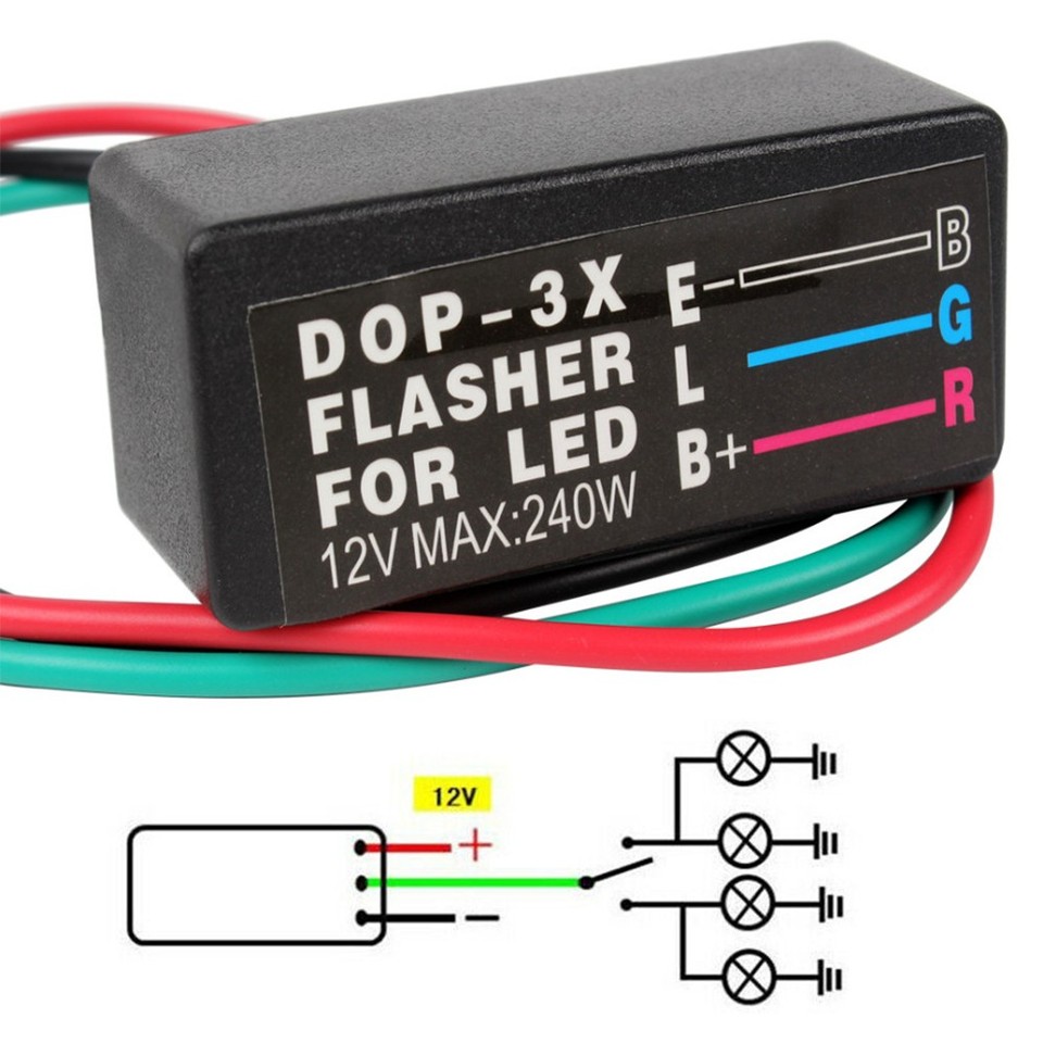 12V 3Pin LED Flasher Relay Unit Adjustable Fits Car Turn Signal Light ...