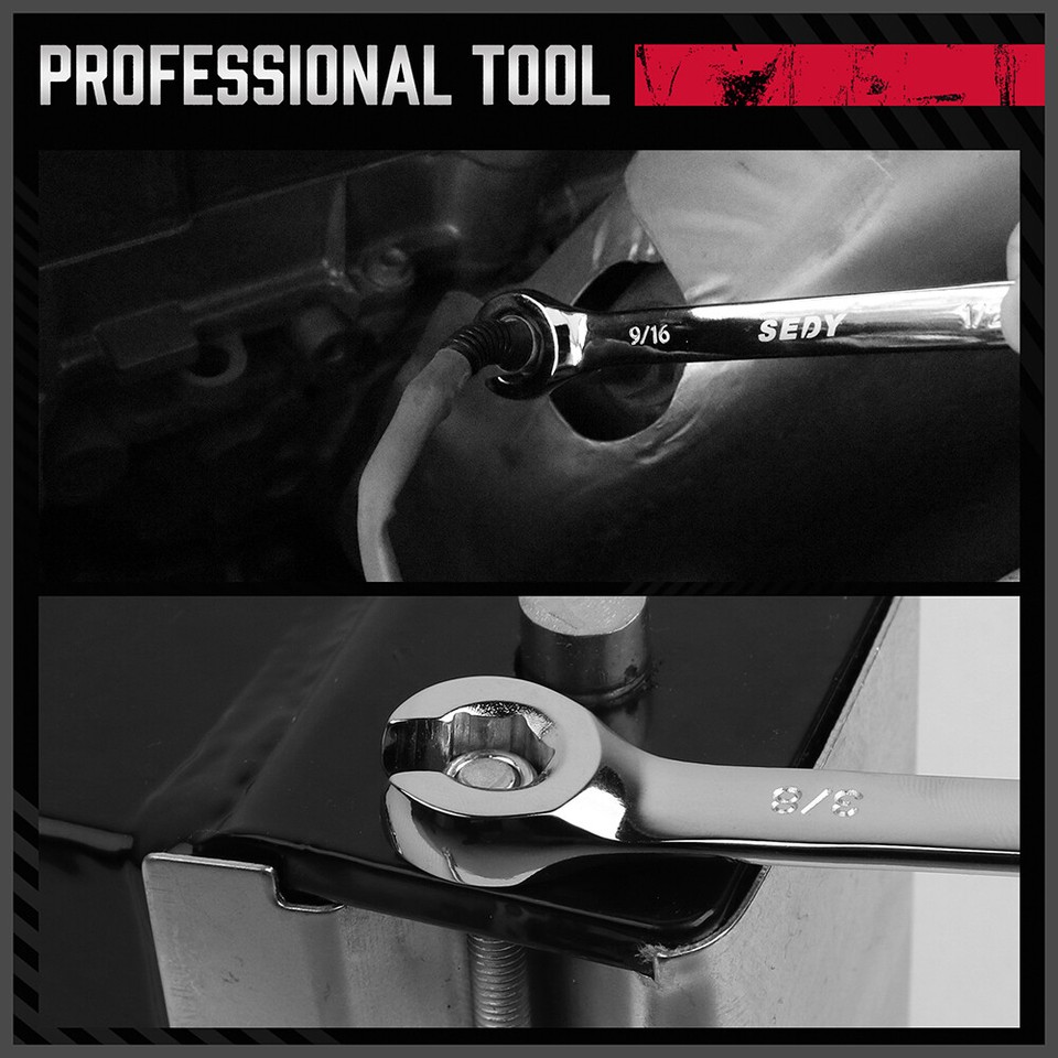 4PC Flare Nut Wrenches Fully Polished SAE Inch Brake Line Offset Head ...