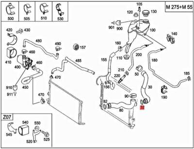Genuine MERCEDES C216 W221 S-CLASS W221 Coupe C216 Coolant hose ...