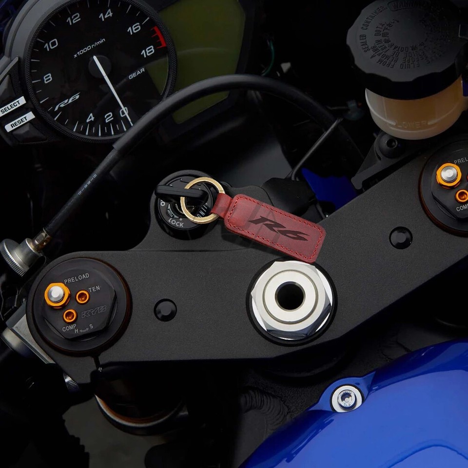 Motorcycle cowhide logo keychain keyring lanyard For Yamaha YZF-R6 R6 ...