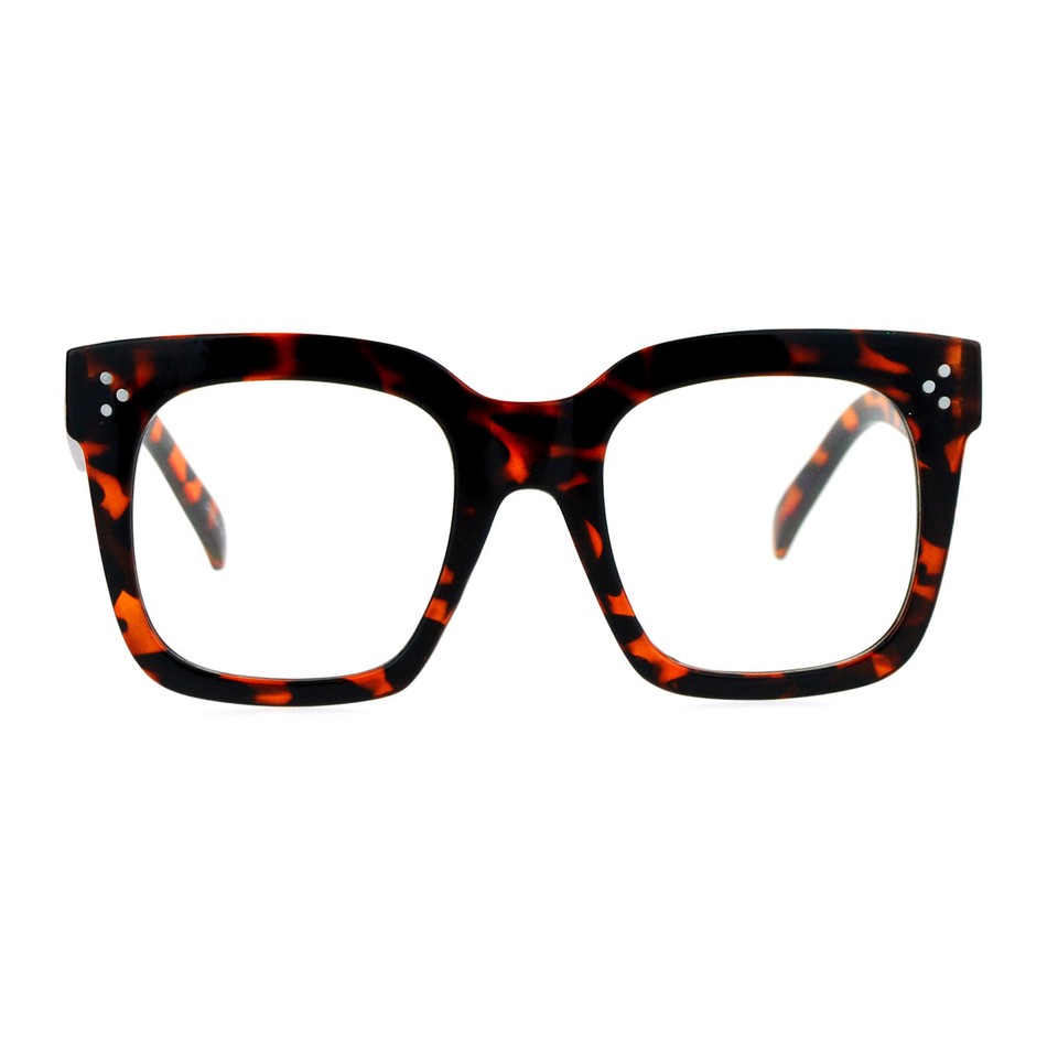 SA106 Oversize Thick Plastic Nerd Rectangular Horn Rim Clear Lens Glass ...
