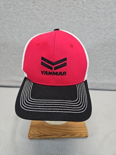 Yanmar Tractor Red Black White Truckers Mesh Hat Snapback Adjustable ...