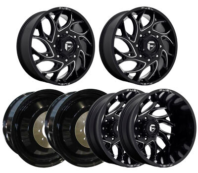 6 Fuel Off-Road D741 Runner G-Blk Mill F/R/I Dually Wheels 8x210 22x8 ...