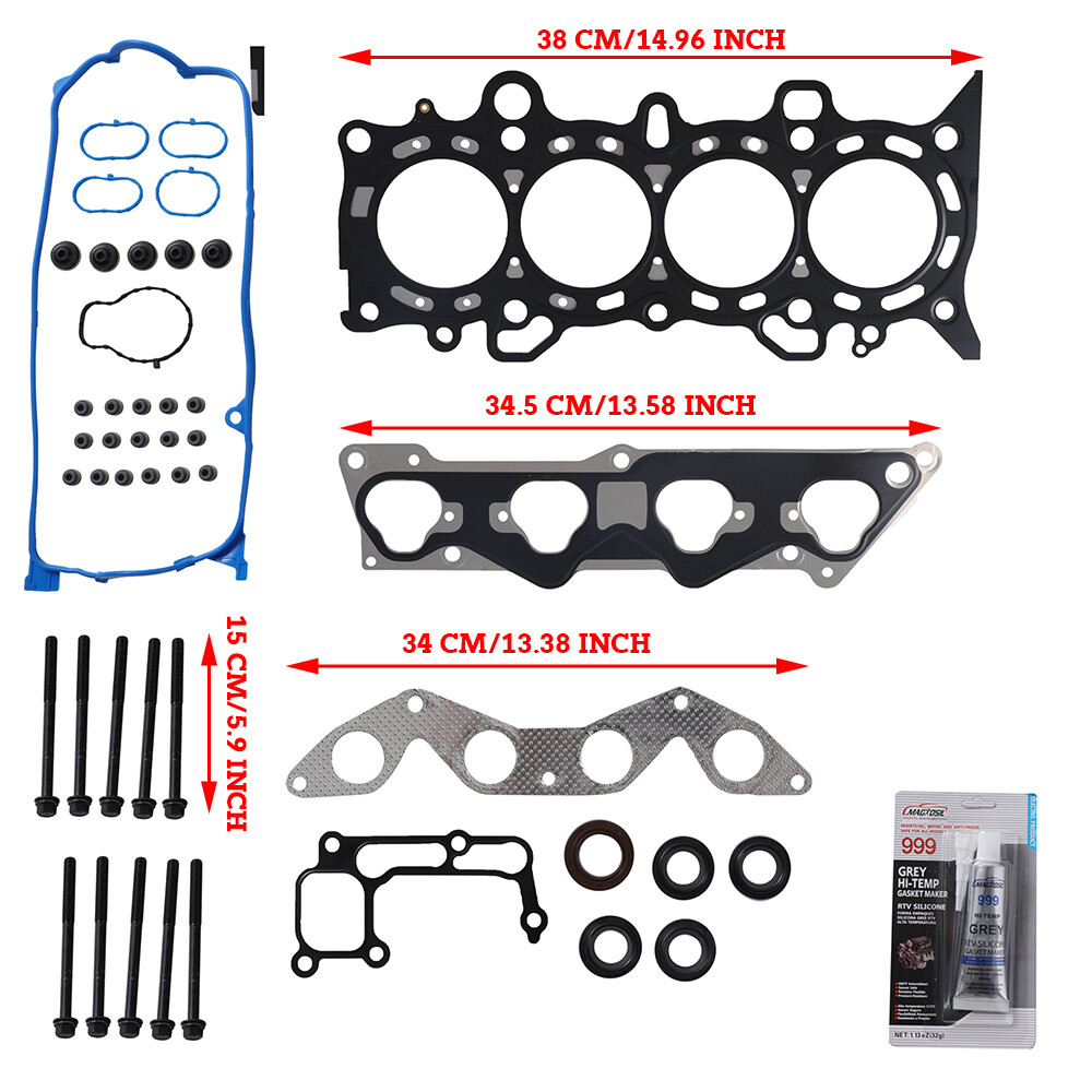Head Gasket Set Bolts Fits 01-05 Honda Civic DX LX 1.7L SOHC 16v VTEC ...