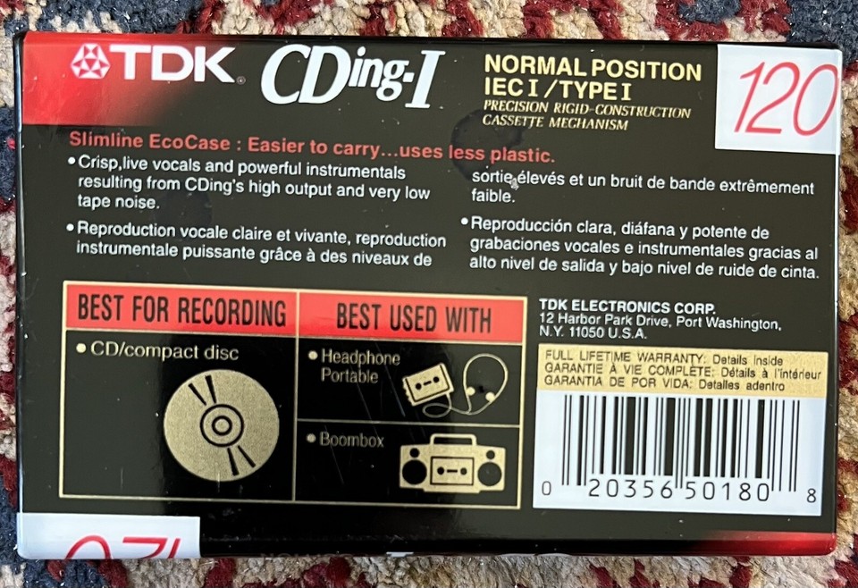 TDK 120 Minute CDing-1 Blank Audio Cassette Tape Factory Sealed ...