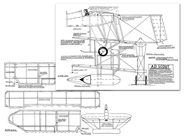 A.D. Scout WWI Fighter Electric 21" RC Model Airplane Printed Plans ...