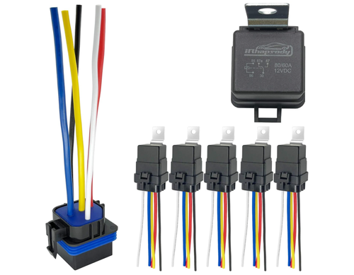 12V, 80/60A Waterproof Relay, 5 Pin Automotive, SPST 12-Volt Auto Relay ...