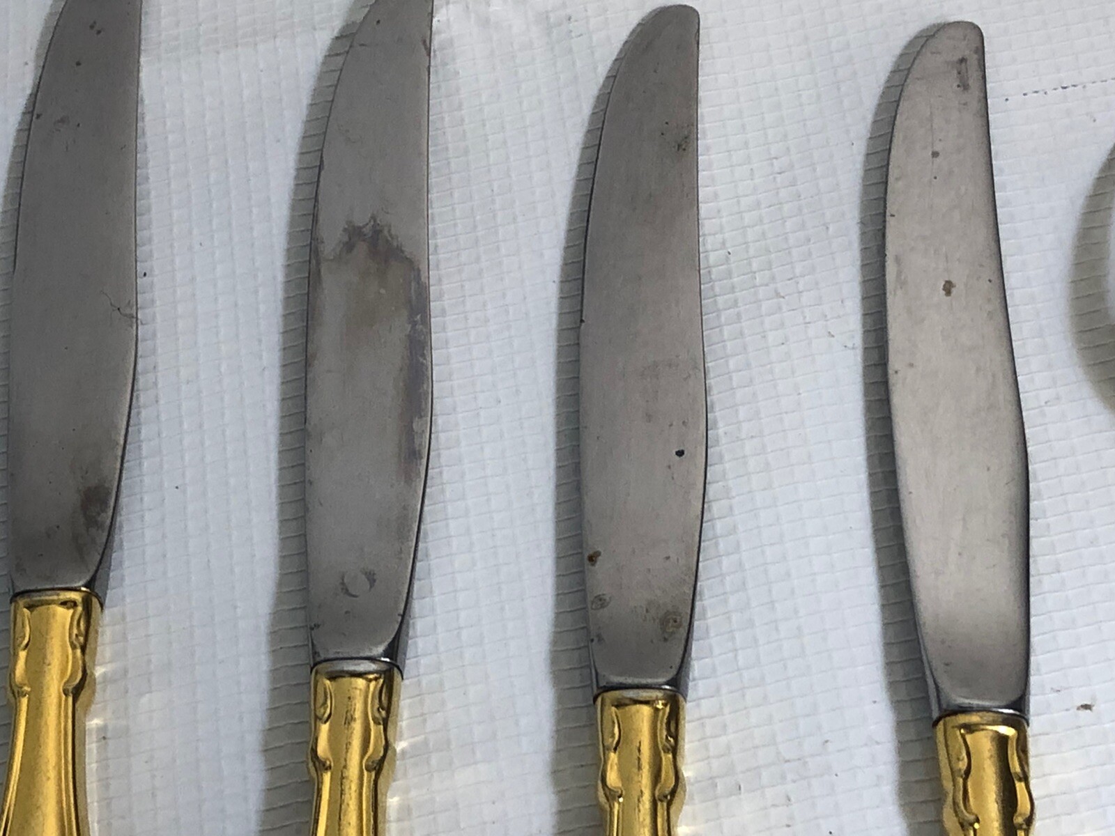Lot Of 7 ONEIDA Community Golden Gold Electroplate DINNER KNIVES Fork ...