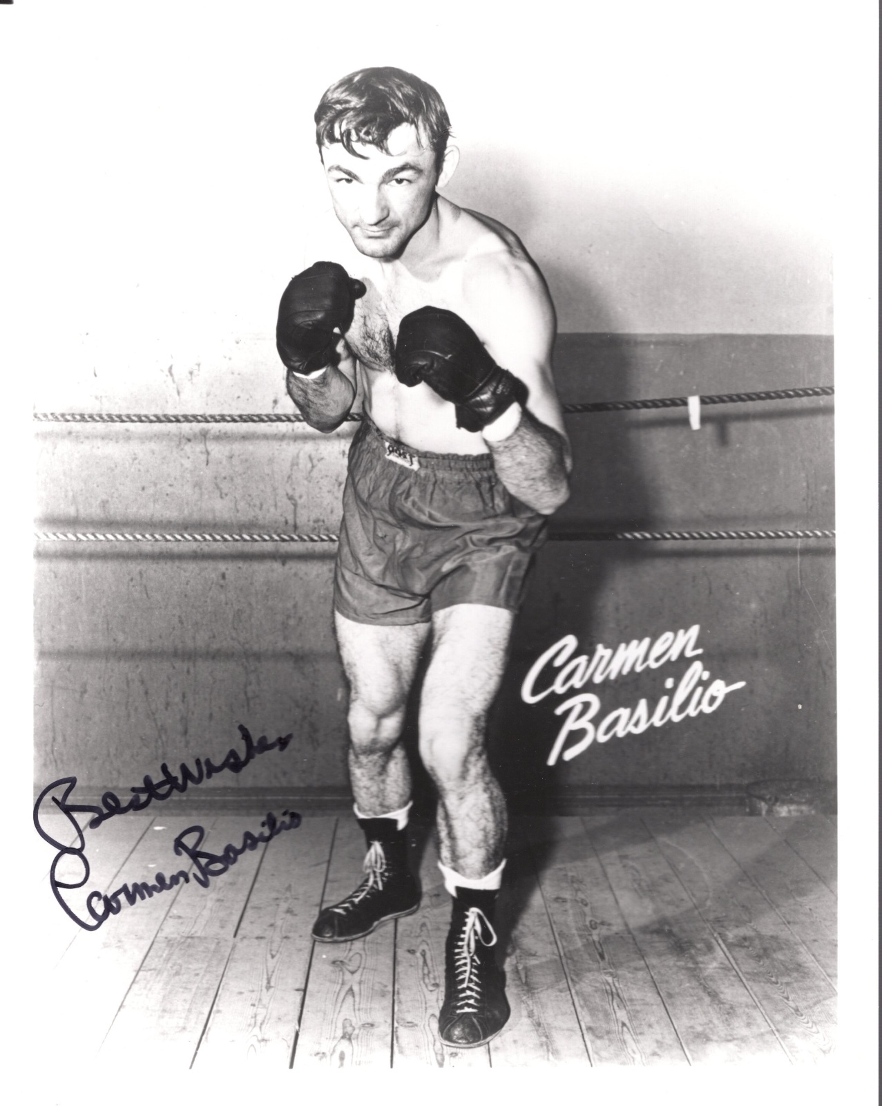 CARMEN BASILIO HAND SIGNED 8x10 PHOTO+COA LEGENDARY HOF BOXING CHAMPION ...