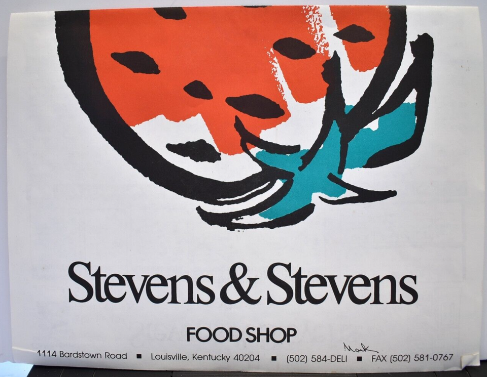 1980s Stevens & Stevens Restaurant Food Shop Menu Bardstown Louisville ...