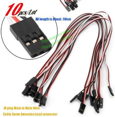 10pcs Universal RC Servo JR Futaba Plug 50cm Extent Lead Male to Male ...