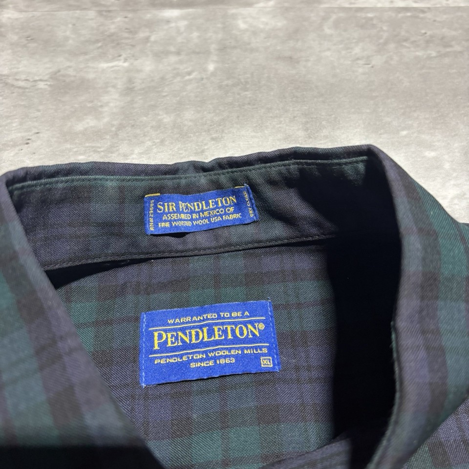 Sir Pendleton Button Down Shirt Men's Extra Large Blue/Green Wool Plaid ...