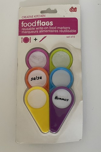 Creative Kitchen Food Flags Markers Signs Reusable Write-On Set of 6 ...
