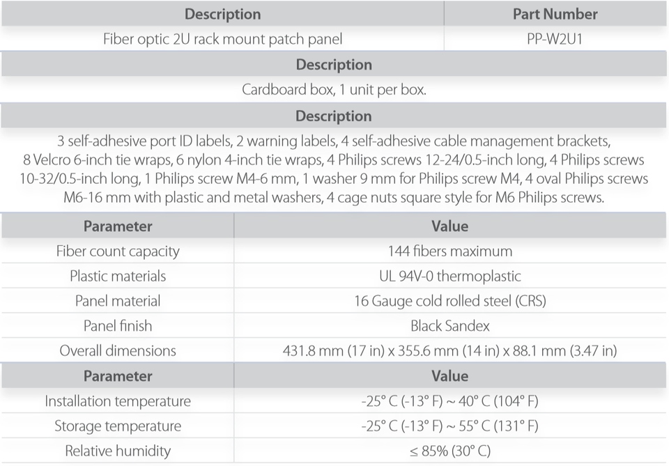 Fiber Optic Rack Mount 2RU LCUPC 48 Port SMF FDP - Fiber Optic Panel ...