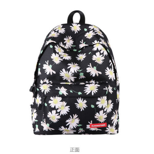 Spring Flowers on Black Large Padded Backpack by RunningTiger NEW ...