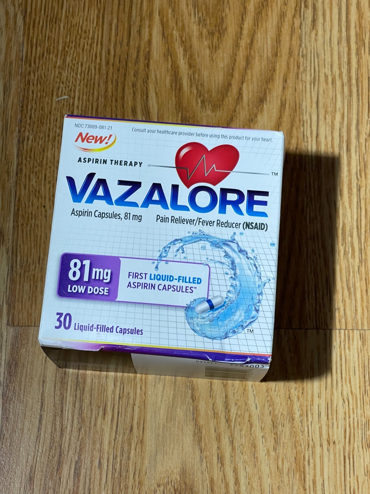 Vazalore Aspirin 81 Mg Low Dose Pain Treatment - 30 Capsule for sale ...