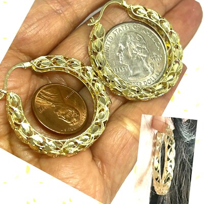 GoLD Turkish hoop round earring Filigree 10k diamond cut gift her sexy ...