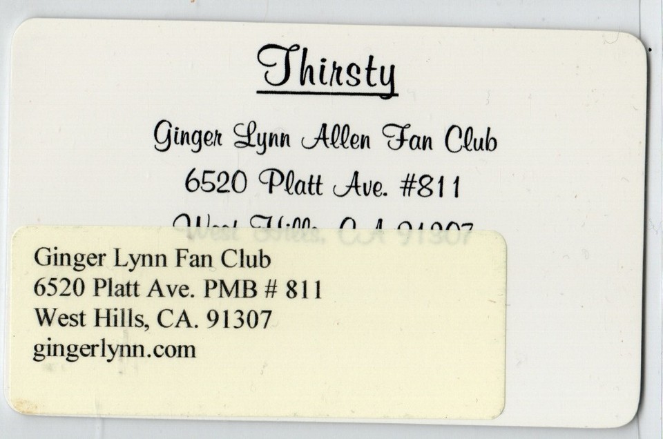 GINGER LYNN ALLEN fan club promo trading card, gold embossed autograph ...
