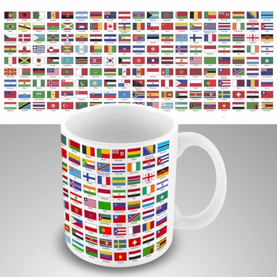Funny New office educational kids tea mug cup WORLD FLAGS GIFT ...