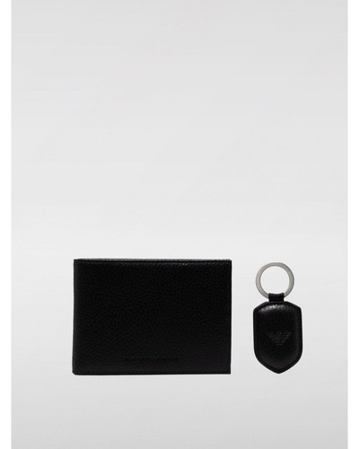 Emporio Armani Leather Wallet Keychain Set Men Black | eBay