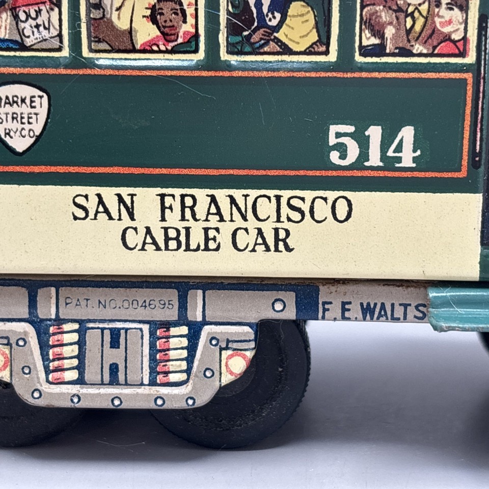 Vintage Tin Friction Toy San Francisco Trolley Cable Car #514 F.E ...