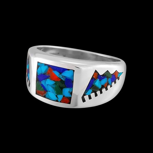 Size 12-925 Sterling Silver Mixed Gemstone Storm Ring, Southwestern ...