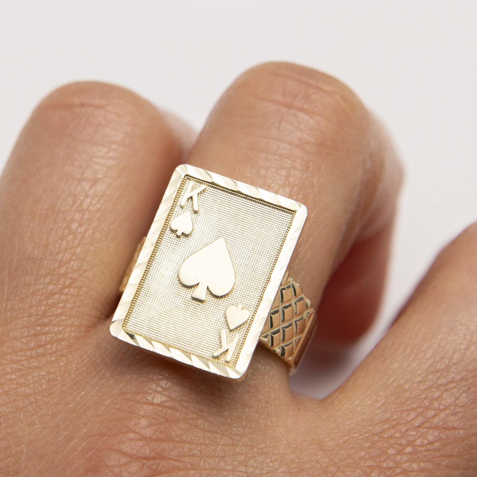 King of Spades Playing Card Ring Solid 10K Yellow Gold All Sizes | eBay