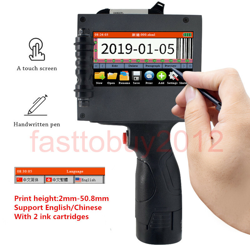Handheld Inkjet Printer Quick-drying Ink Date Code Logo Label Coding 2 ...