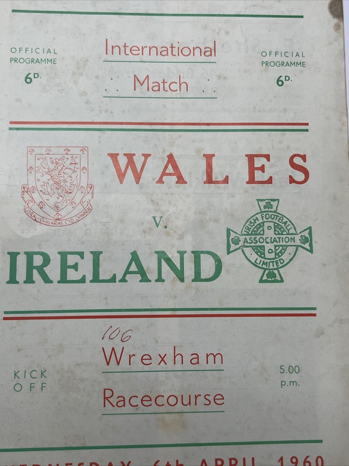 1960 Wales vs Ireland Programme | eBay