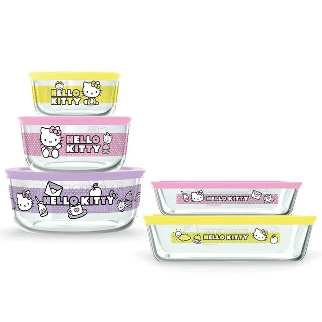 Hello Kitty Pyrex 10-Piece Glass Food Storage Set – Limited Edition ...