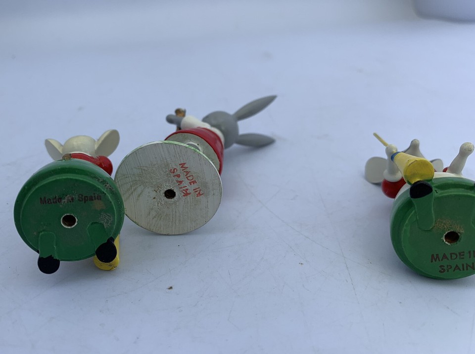 Lot 3 Vintage GOULA Spain Wooden Bunny , 2 Mice Figurines 2 “ | eBay