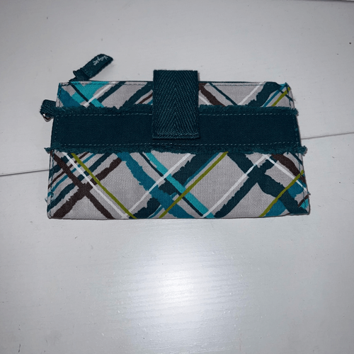 Thirty-One Canvas Zipper Wallet Pouch Whisper Grey Color-block Multi ...