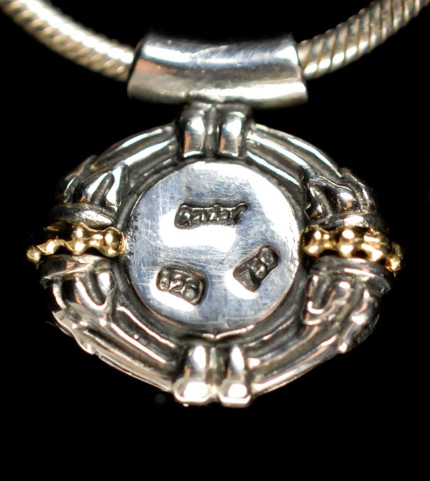 LAGOS Silver 18K Gold Caviar Two-Tone 6mm Pearl Pendant 16" Necklace ...