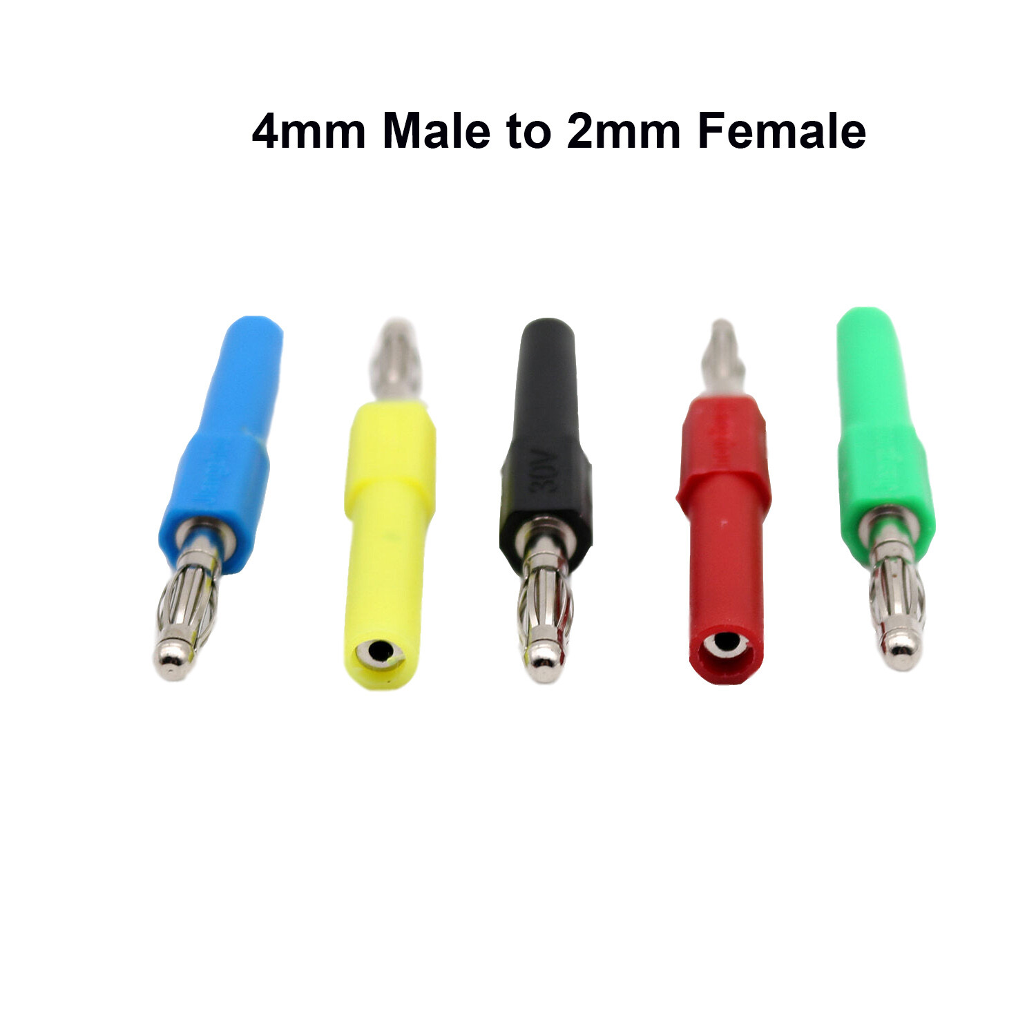 100pcs 30V 4mm Male to 2mm Female Banana Plug Jack Test Probe ...