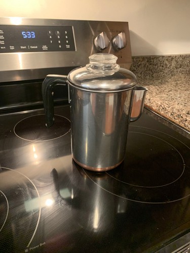 VTG. Revere Ware 1801 Copper Bottom Coffee Pot Percolator Pre-68 Double ...