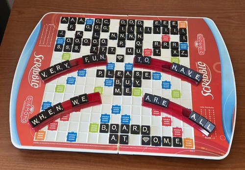 Scrabble Diamond Anniversary Edition Game Rotating Board W/ Black Tiles ...