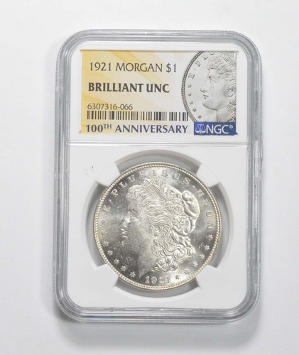 1921 Morgan Silver Dollar BU 100th Ann 2021 Special Label MS Unc NGC ...