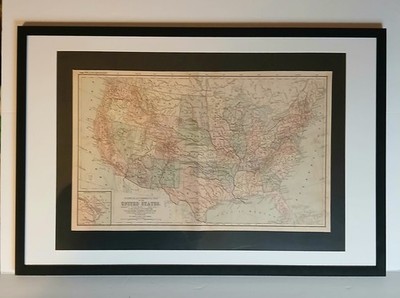 Antique 1881 Framed Map Of The United States By D. Appleton | eBay