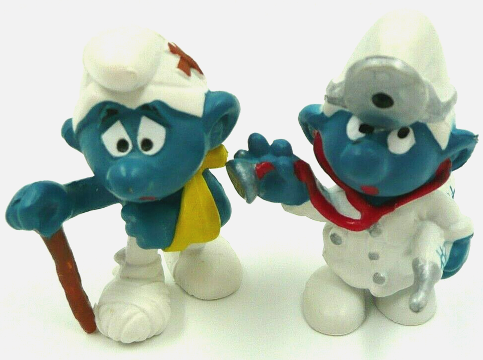 Vintage Doctor & Injured Smurf Figure Peyo Schleich Collectible Medic ...