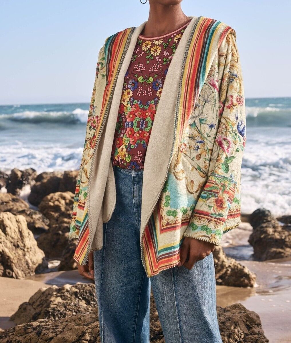 Johnny Was Felix Cozy Sherpa Jacket Floral Long Sleeves Johnny Was Felix Cozy Sherpa Jacket Floral Long Sleeves