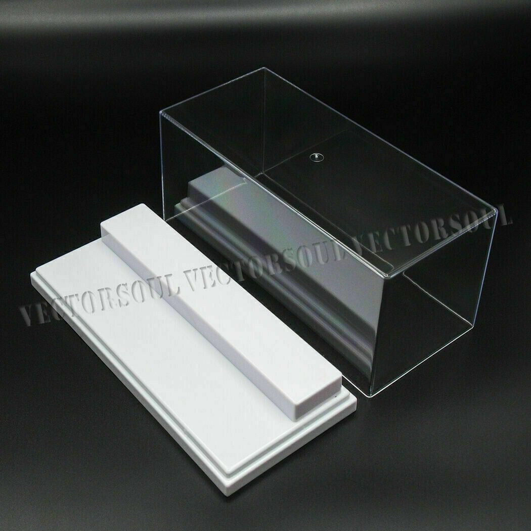 UK Clear Acrylic Display Case Perspex Box 20cm L Plastic White Base ...