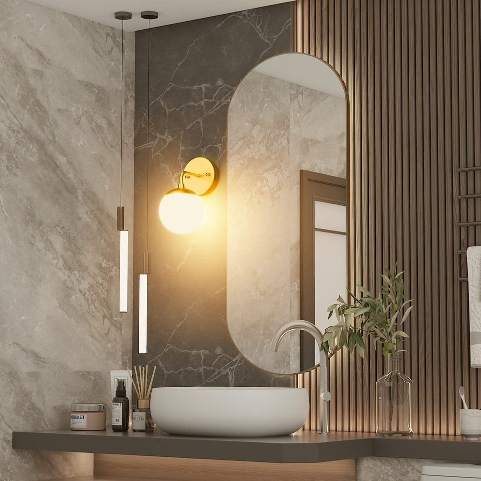 Tipace Gold Wall Sconce 1 Light,Mid Century Modern Globe Wall Sconce, Gold Wa... | eBay