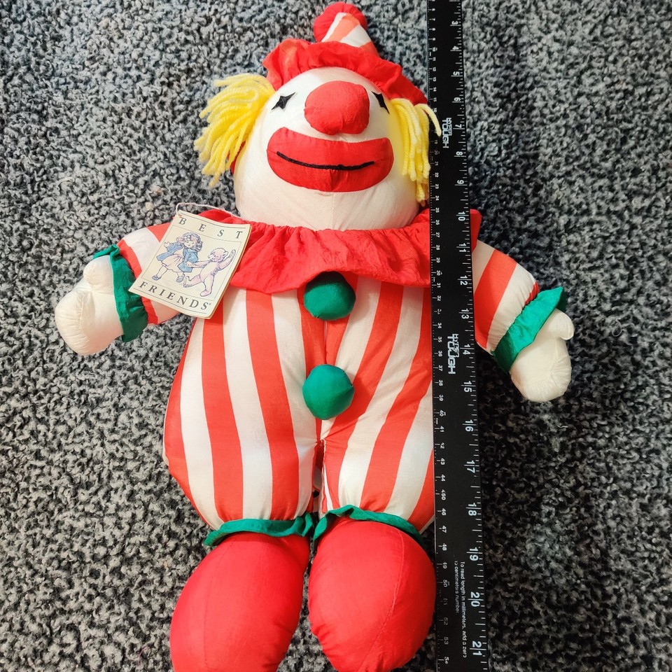 AMC 1985 Vintage Clown Plush 80s Red Striped Circus Halloween Kids Toy ...